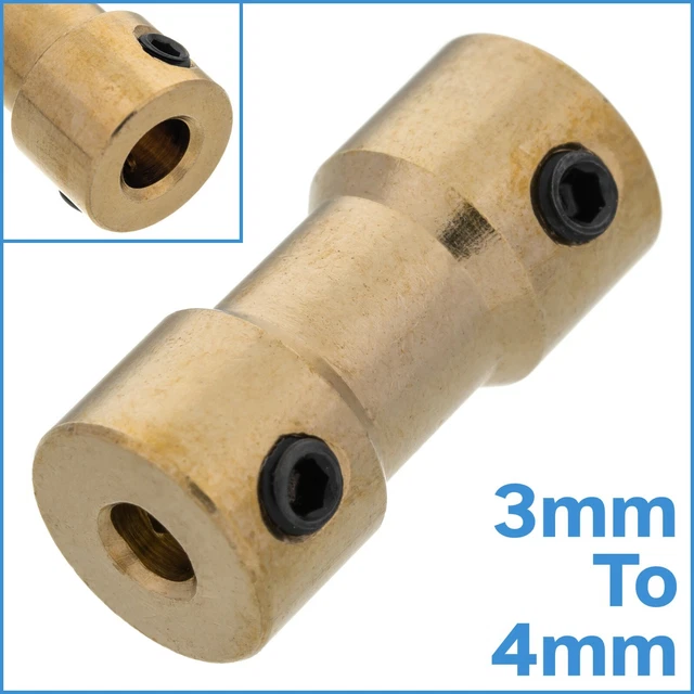 1PC BRASS SHAFT Coupler 3mm To 4mm Solid Straight Motor Shank Coupling ...