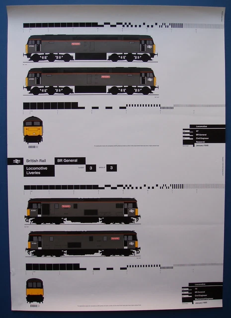 BRITISH RAIL LOCOMOTIVE Liveries Poster - Class 47 and 73 Civil ...