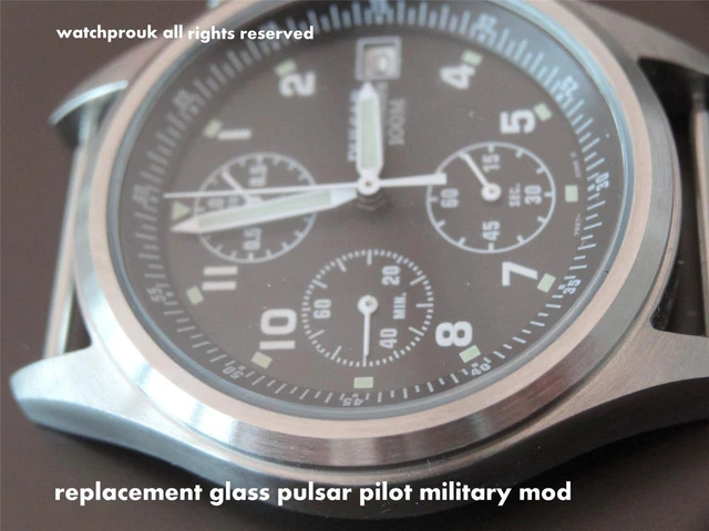 GLASS FIT PULSAR Military RAF NAVY ARMY Pilot Chronograph V657-X063 ...