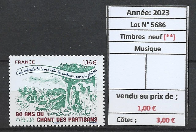 TIMBRES DE FRANCE ANNEE 2023 DE LUXE N° 5686 (1 val) NEUF(**) VENDU PRIX COUTANT EUR 1,00 ...