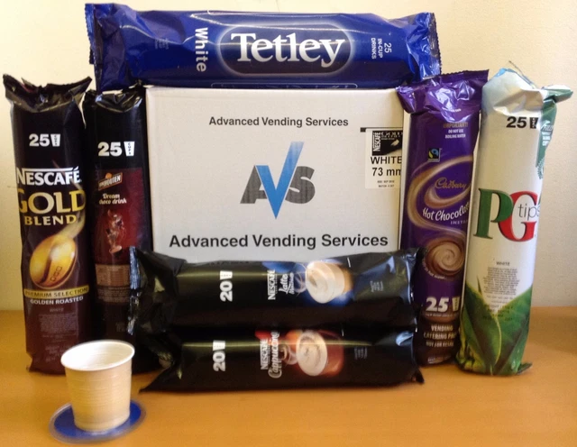 MIXED CASE OF 73mm incup vending drinks for in cup machine Coffee Tea ...