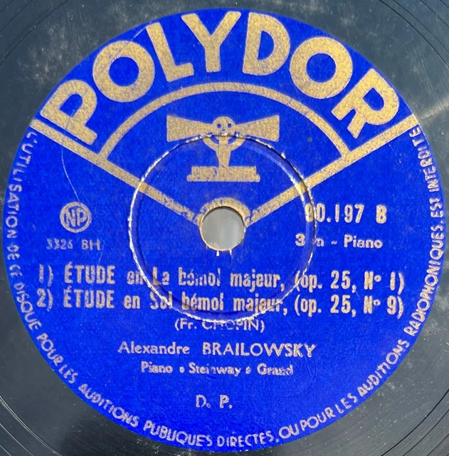 ALEXANDRE BRAILOWSKY : Valse D'adieux / Étude (Chopin) 78 RPM 10 ...