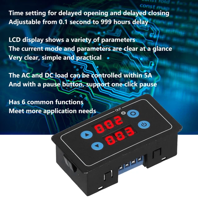 MOTOR TIMER RELAY Module LCD Display Cycle Timing Switch Board Time ...