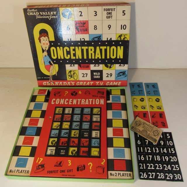 VINTAGE CONCENTRATION 1950S Chad Valley TV Board Game New Condition £55 ...