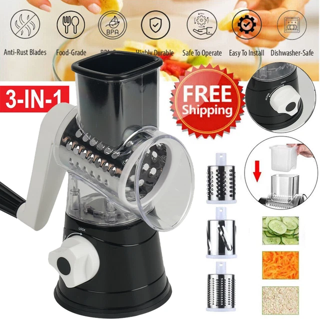 ROTARY FOOD SLICER Chopper Cheese Grater Fruit Vegetable Shredder ...