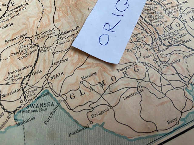 VINTAGE LMS RAILWAY Map 1926 - Midland & Welsh - Swansea Bristol ...