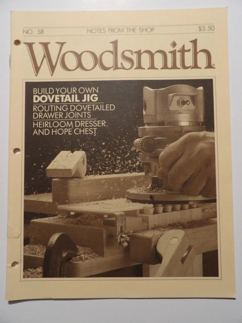WOODSMITH DOVETAIL JIG Woodworking Magazine No 58 August 1988 £7.66 ...