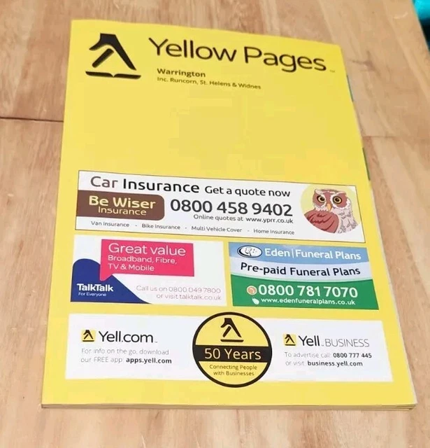 YELLOW PAGES PHONE Book Warrington Inc Runcorn Widnes 2017/2018 50th ...