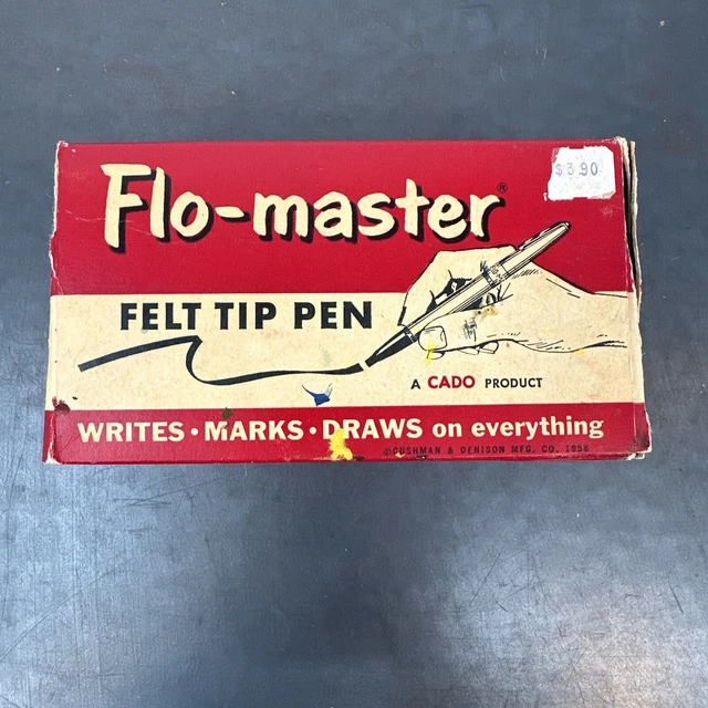 VINTAGE FLO-MASTER FELT Tip Pen Set Missing Pen W/ Original Damaged Box ...