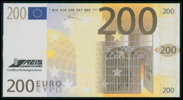 SAMPLE BANKNOTE TEST BANKNOTE TEST NOTE SPECIMEN REIS EUROSYSTEMS 200 ...