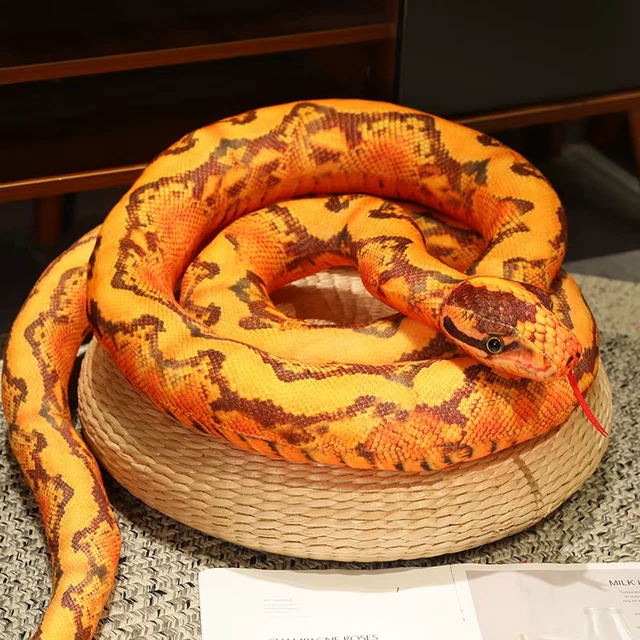 ARTIFICIAL PYTHON PLUSH Toy Long Snake Yellow Orange Green Python Plush ...