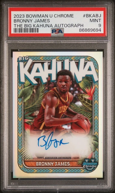 2023-24 BOWMAN UNIVERSITY Chrome Bronny James The Big Kahuna Auto /150 ... 2023-24 BOWMAN UNIVERSITY Chrome Bronny James The Big Kahuna Auto /150 ...