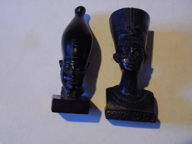 BLACK RESIN BUSTS Ancient Egypt, Pharaoh and Queen, both 9cm tall £13. ...