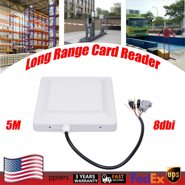 UHF RFID LONG Range Card Reader 5M 8dbi Antenna Parking System Access ...