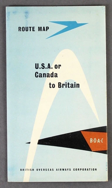 BOAC VINTAGE AIRLINE Route Map Usa Or Canada To Britain B.o.a.c. EUR 28 ...