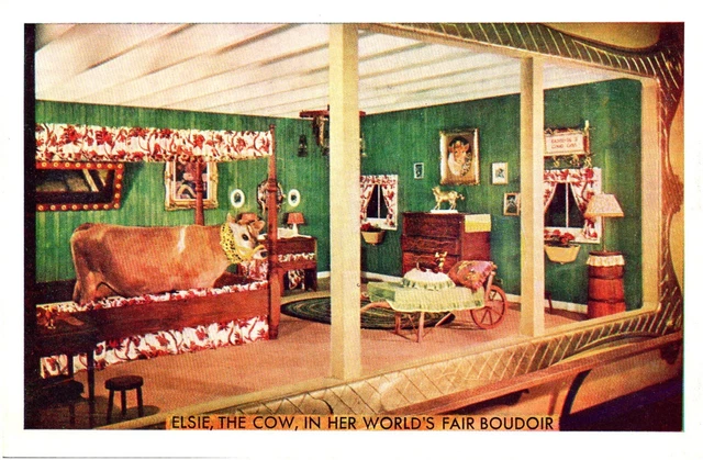 CARTOLINA ELSIE THE Borden Cow in Her World's Fair Boudoir 1939 ...