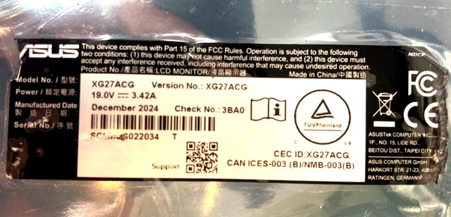 ASUS XG27ACG MONITOR Main Board + Psu Power Supply Replacement Repair ...