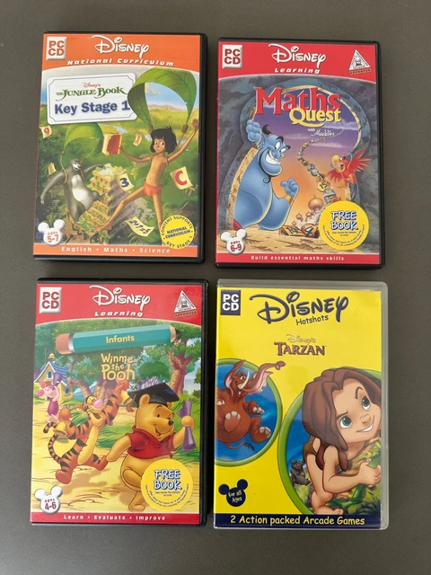DISNEY CD-ROM COLLECTION pc winnie pooh aladdin maths quest jungle book ...