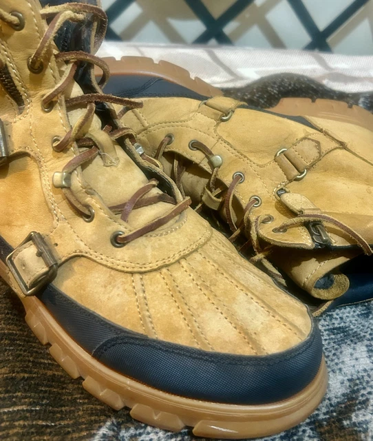 POLO RALPH LAUREN Demond Duck Boots Tan Leather side zip Mens US Size ...