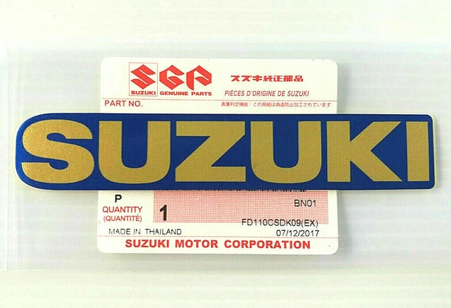 GENUINE SUZUKI LETTERING GOLD/BLUE 9.8cm Sticker EMBLEM LOGO Sticker ...