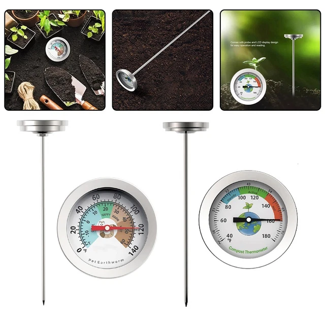 COMPOST SOIL TESTER Meter Probe Stainless Steel Thermometer Temperature ...