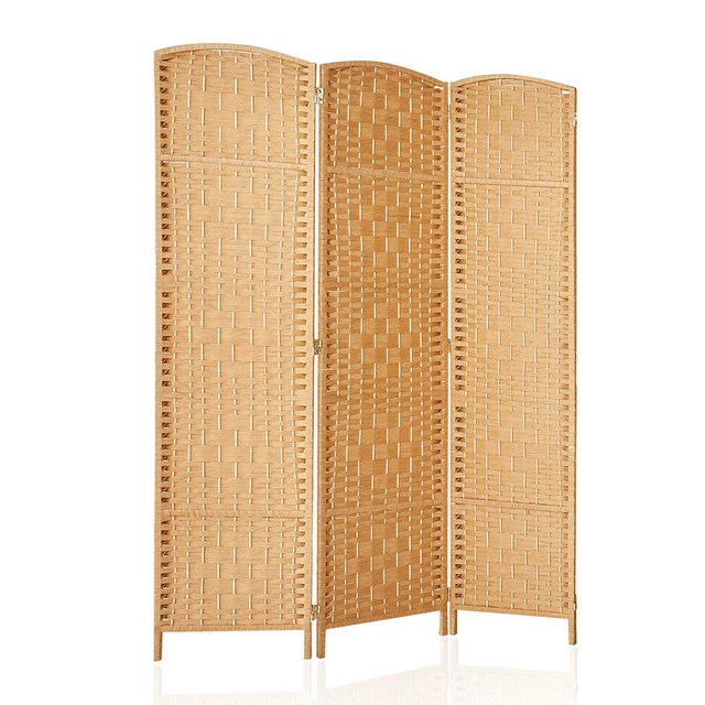 3 PANEL DIAMOND Weave Fiber Room Divider Privacy Folding Screen Wall ...