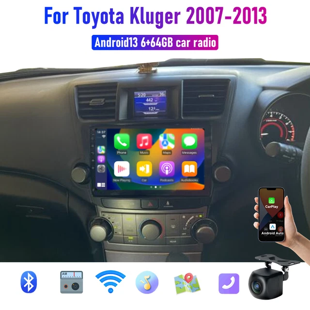 10& WIRELESS CARPLAY Android Auto head unit BT For Toyota Kluger 2007 ...