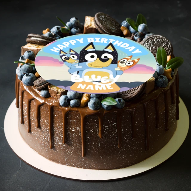 BLUEY LARGE ROUND Cake Topper Icing Wafer Edible Circles printed with ...