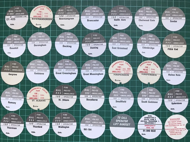 35 VINTAGE GPO/POST Office Telephone dial labels 1950s-1980s all clean ...