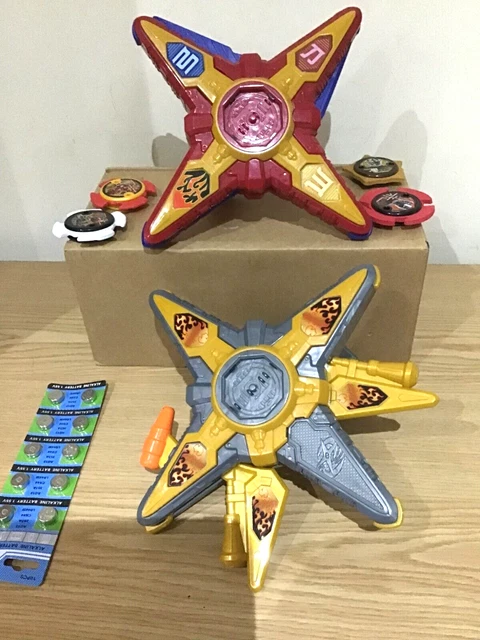 POWER RANGERS NINJA Steel Red + Gold Star Battle Morphers + 4 Stars ...