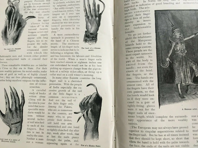 FREAKS HUMAN FINGERNAILS & Horns Strange Rare Old Antique Article 1898 ...