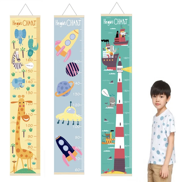 CARTOON WOODEN KIDS Growth Height Chart Ruler Children Room Decor Wall ...