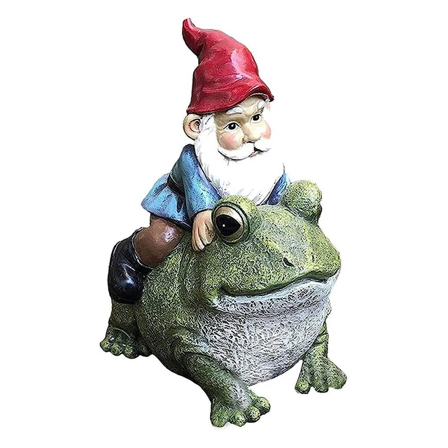 CHARMANTE STATUE DE gnome d cor de jardin ext rieur sur grenouille avec th me EUR 37,00 ...
