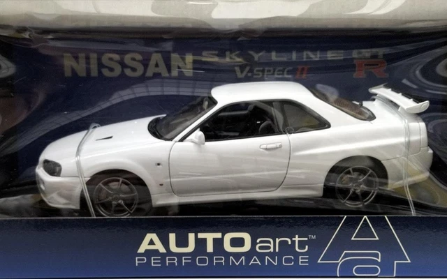 AUTOART 1/18 SCALE Nissan Skyline R34 GTR V Spec II (White) Model Car ...
