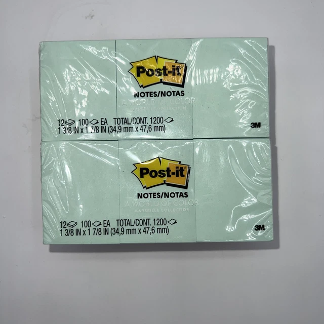 POST-IT NOTES COLOR 1-1/2 x 2, Pastel Colors, 12 Pads (2 x MMM653AST ...