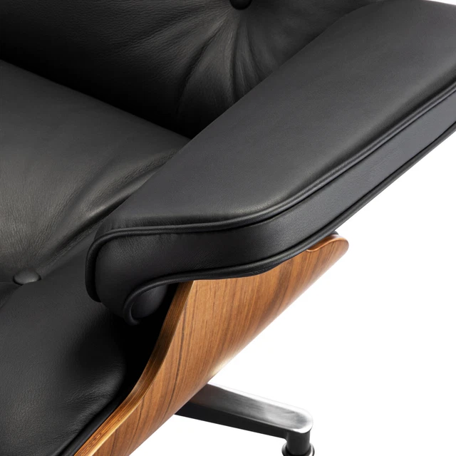 VINTAGE CLASSIC TALL Lounge Chair and Footstool Genuine Leather Walnut ...