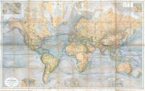 HISTORISCHE WORLD MAP 1867 - Chart of The World On Mercators Projection ...