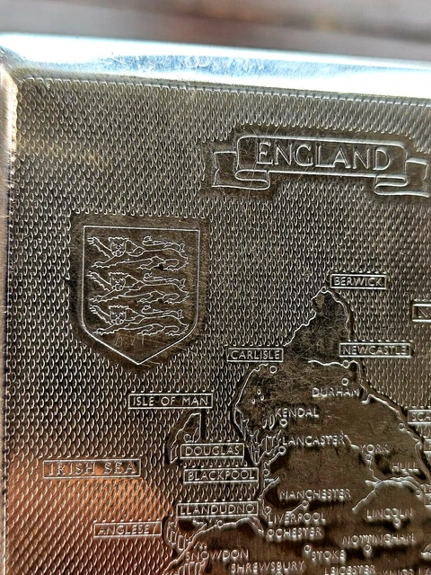 RARE VINTAGE COLLECTABLE KINCRAFT Map of ENGLAND Cigarette Case Chrome Plated £15.00 - PicClick UK