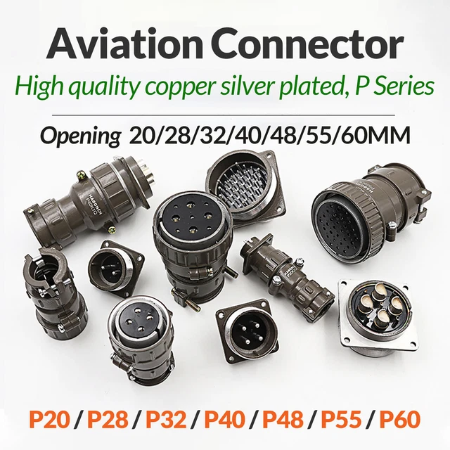 P20/28/32/40/48/55/60 SCREW TYPE Aviation Plug / Socket Round Connector ...