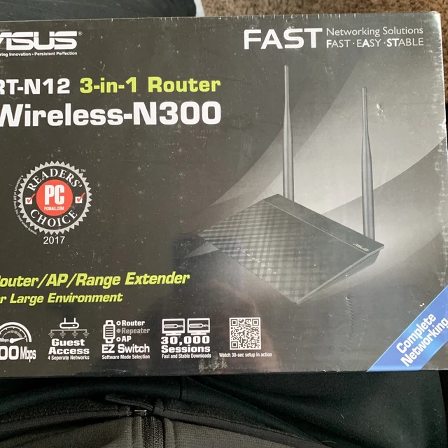 ASUS N300 RT-N12 Wireless 3-in-1 Router/AP/Range Extender New Sealed ...