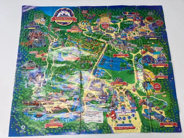 ALTON TOWERS THEME Park Map Guide Leaflet 1994, Vintage, Rare collectors item EUR 52,85 ...
