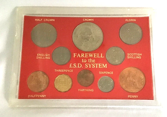 GREAT BRITAIN UK Farewell to the £sd Pound System In Plastic Frame Duel ...