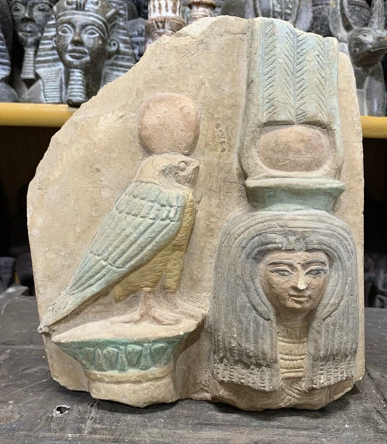 RARE ANCIENT EGYPTIAN ANTIQUITIES Figurine Stela Relief Gods Hathor ...
