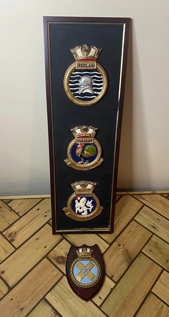 VINTAGE HMS ROYAL Navy Plaster Crest Shield Plaque Bundle- St Albans ...