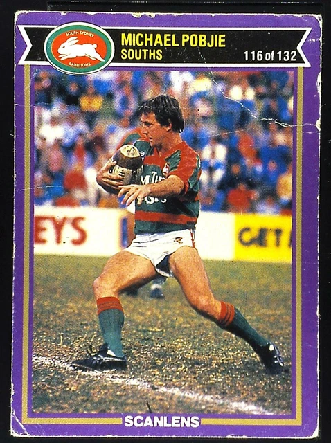 1987 SCANLENS RUGBY league NRL card #116 Michael Pobjie South Sydney ...