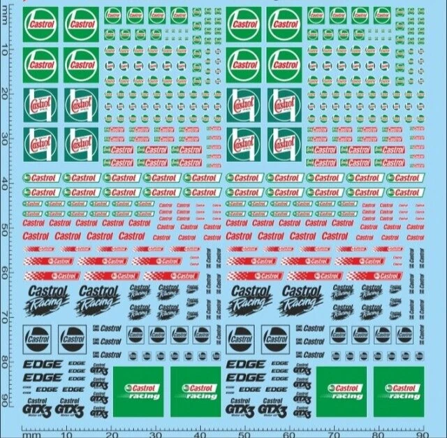 DECALCOMANIE DECALS PLEIN de dessins produits pétroliers castrol 1/87 ...
