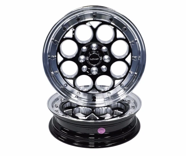 VMS RACING REAR & Front Polished Lip Revolver Wheels 15x3.5 & 13x8 ...