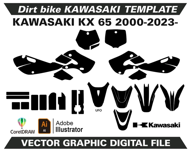 KAWASAKI KX 65 2000-2023- Template Vector Format Ai CDR EPS PDF M130 ...