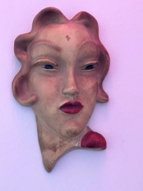 VINTAGE ART DECO Goldscheider Style Wall Mask Kitsch Retro £52.71 ...