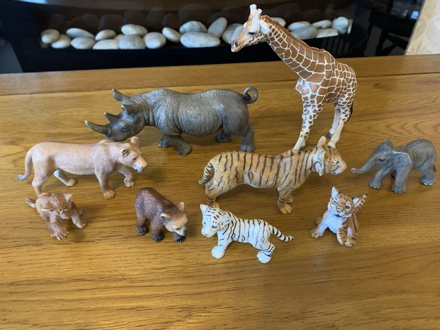 SCHLEICH ZOO BUNDLE x9 lions, tigers, giraffe, rhino etc £19.99 ...